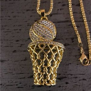 Accessories | Pave Diamond Like Basketball Hoop And Ball With 27 Chain ...